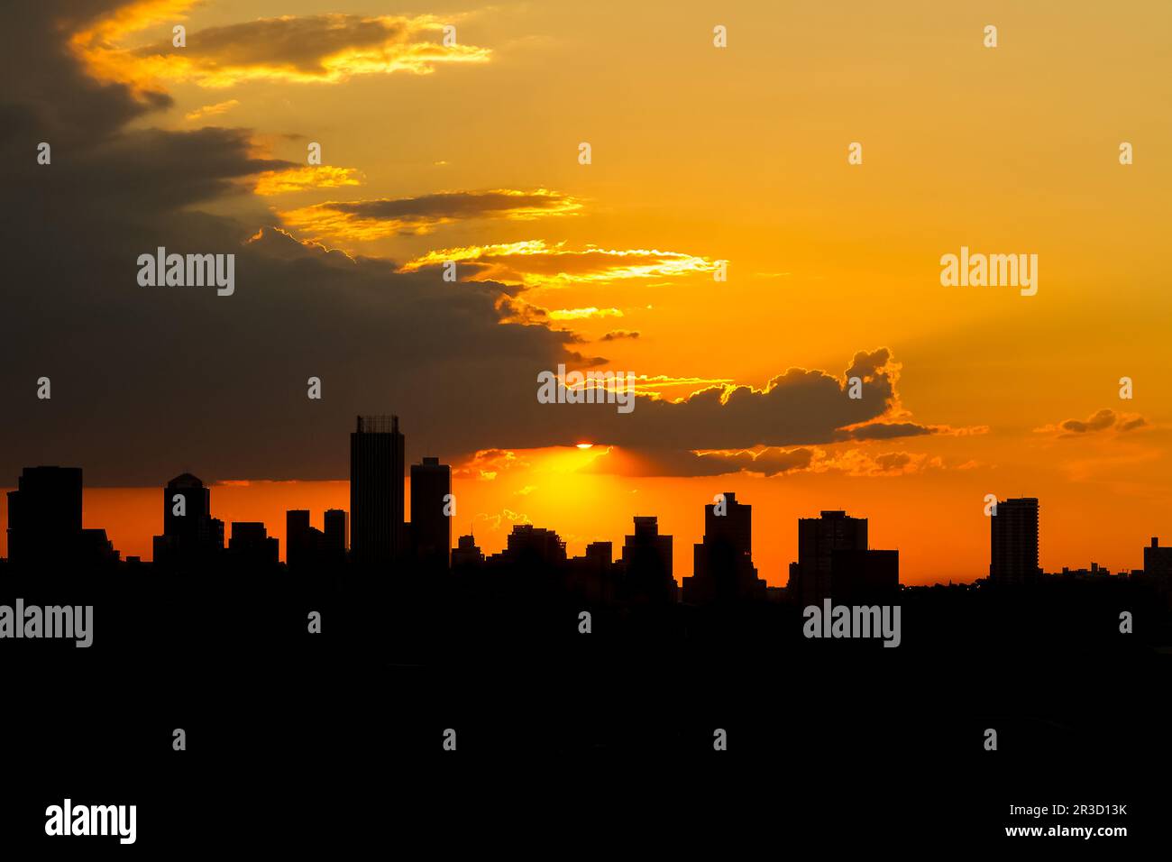 Silhouette City Sunset in Johannesburg South Africa Stock Photo - Alamy