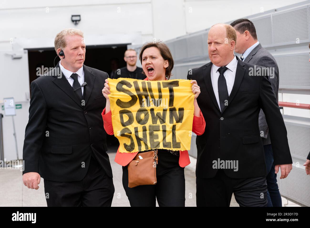 London, UK. 23 May 2023. Climate campaigners from Fossil Free London ...