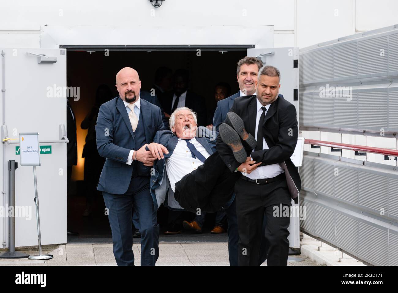 London, UK. 23 May 2023. Climate campaigners from Fossil Free London ...