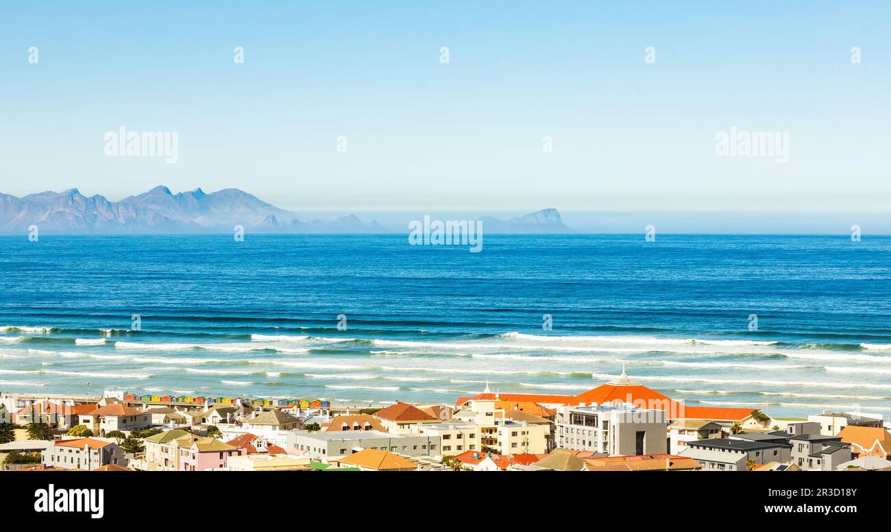 Elevated view of Muizenberg beach in False Bay Cape Town Stock Photo ...