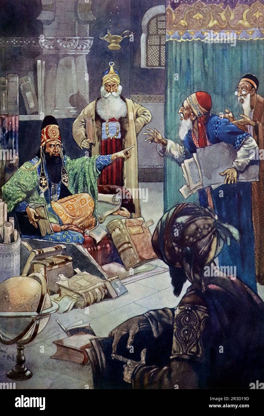 By Rene Bull. Colour: A group of wise men arguing – or wrangling. From ...