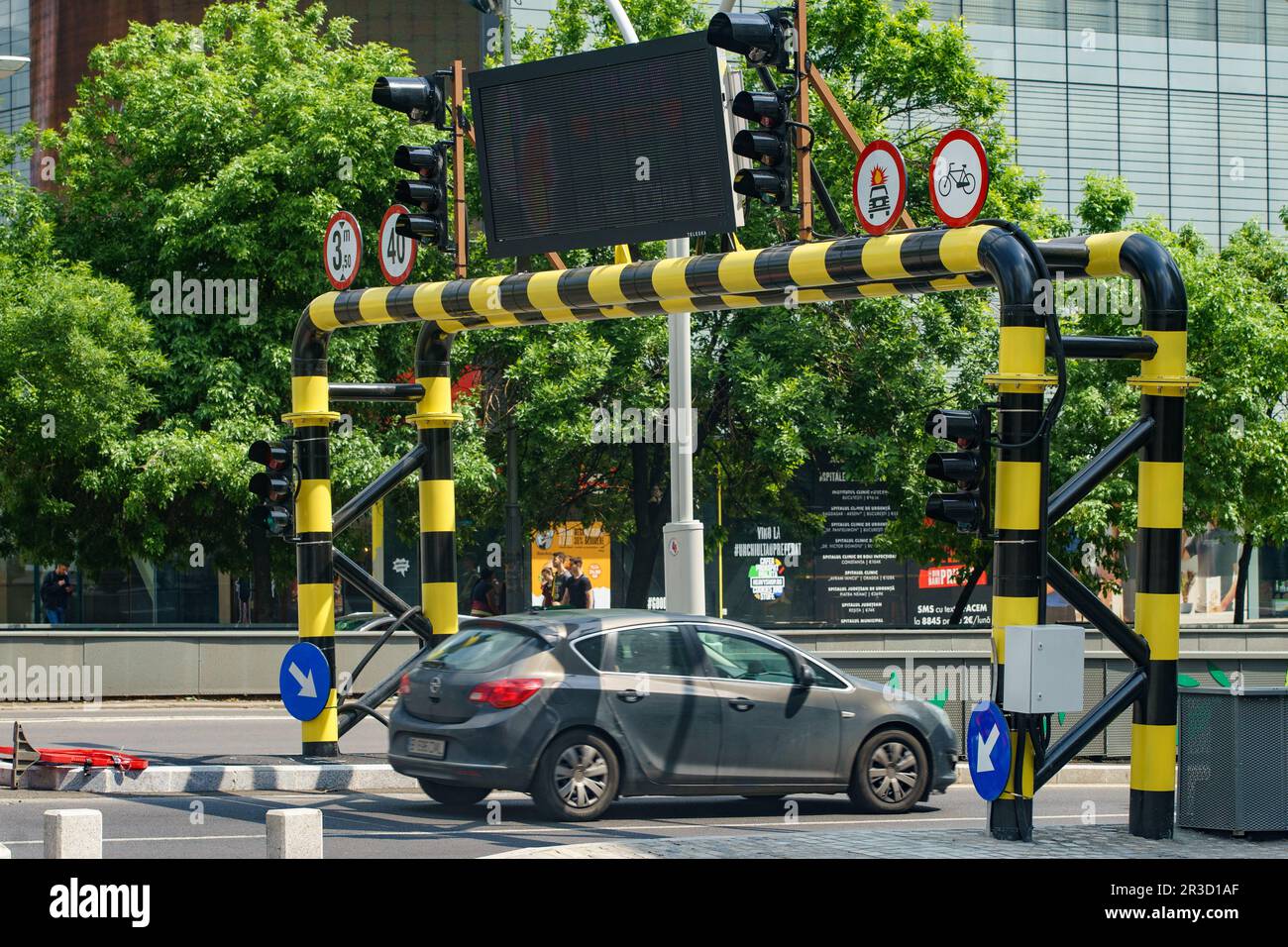 Bucharest, Romania. 19th May, 2023: The reinforced height restriction ...