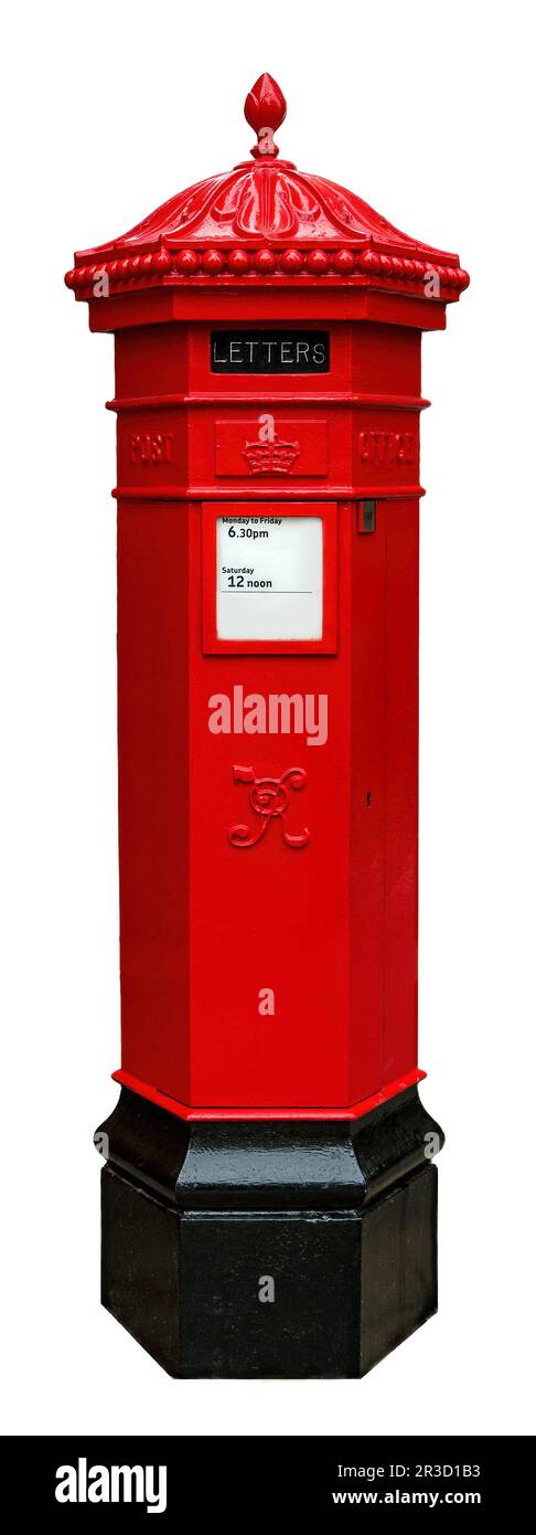 Iconic Victorian Penfold Pillar Box, designed in 1866. A traditional ...