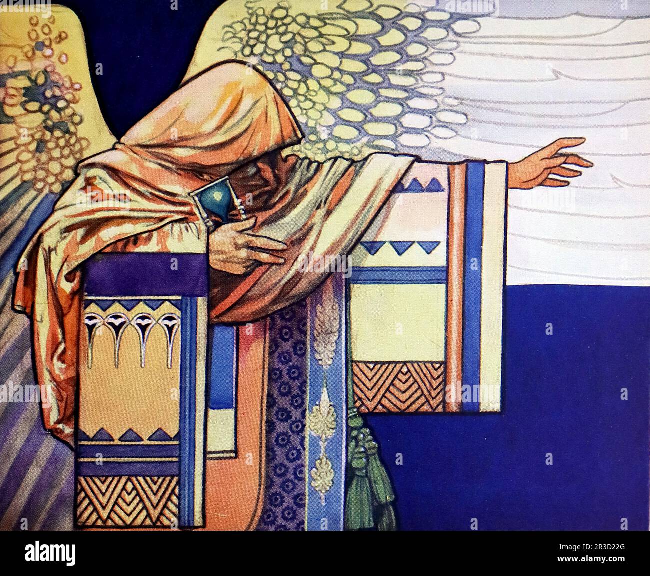 By Rene Bull. A hooded angel, seated and holding an hourglass. From The ...