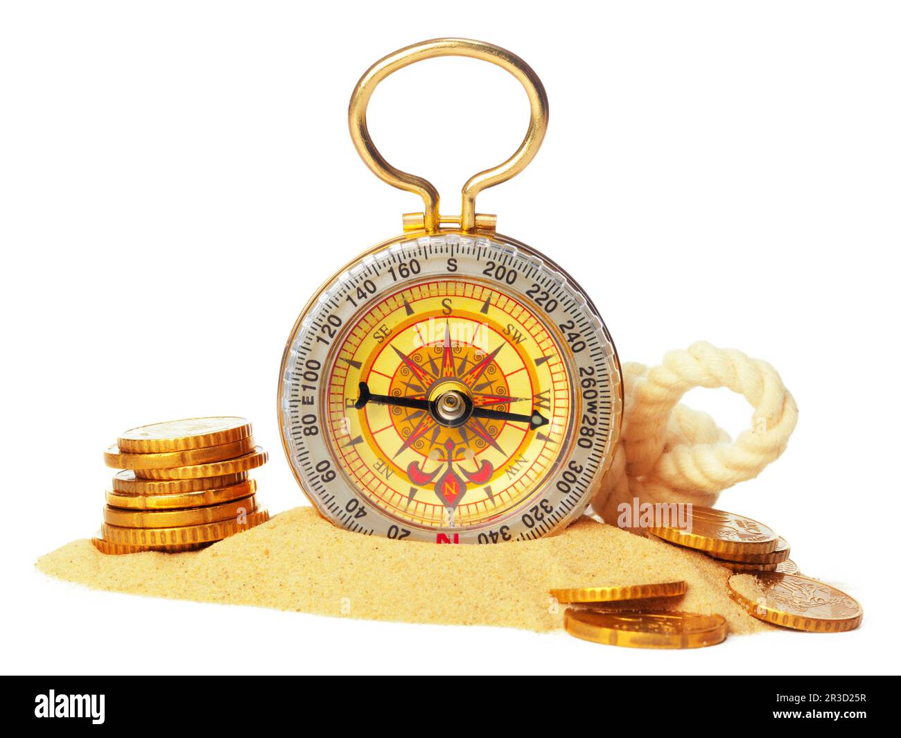 Nautical rope with compass for navigation. Yachting background Stock ...