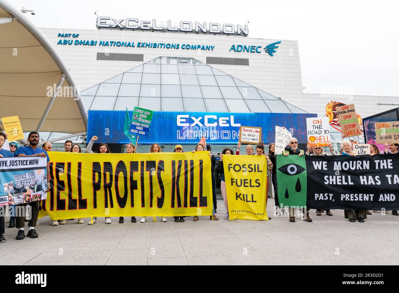 London, UK. 23 May 2023. Climate campaigners from Fossil Free London ...
