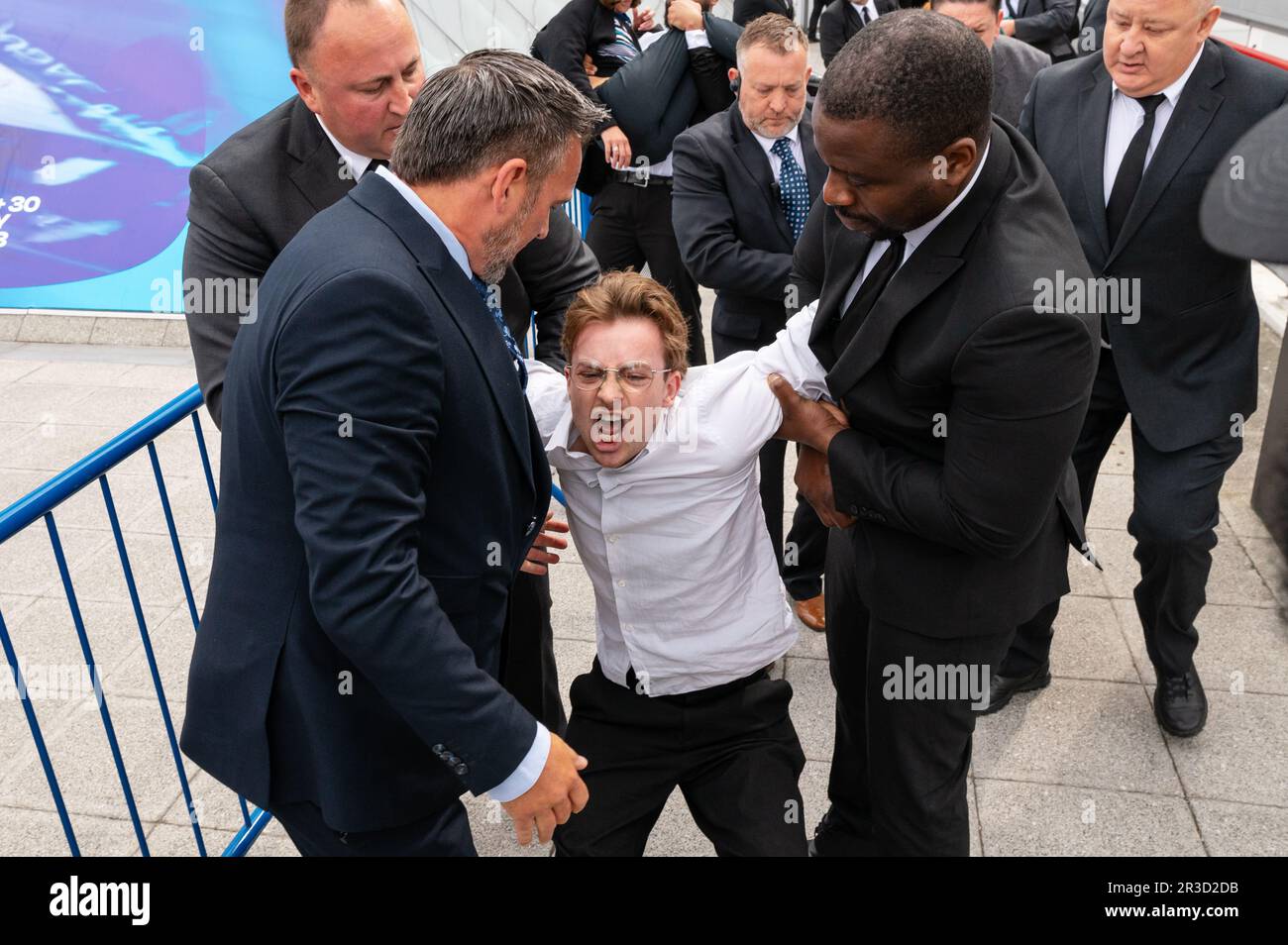London, UK. 23 May 2023. Climate campaigners from Fossil Free London ...