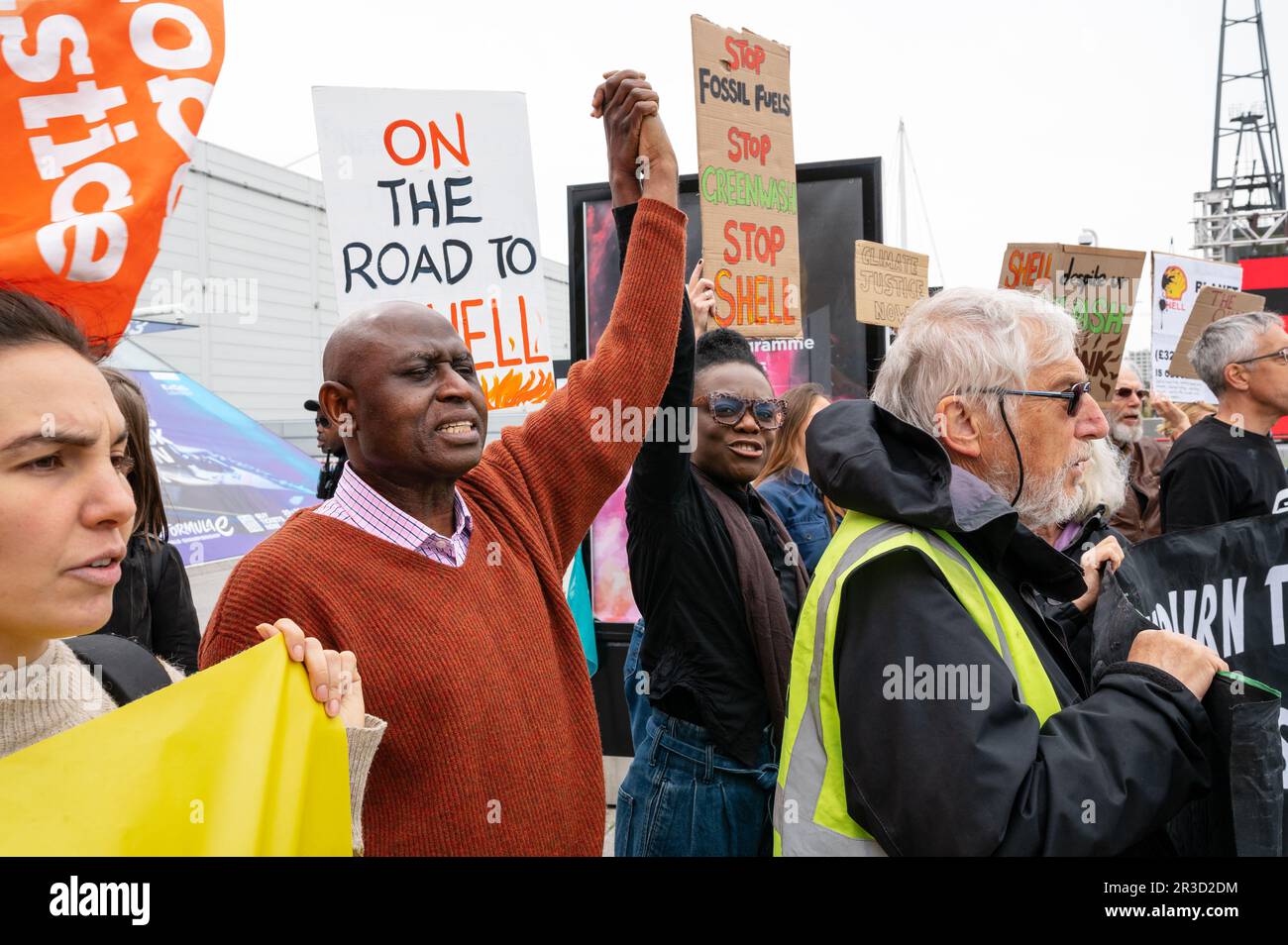 London, UK. 23 May 2023. Climate campaigners from Fossil Free London ...
