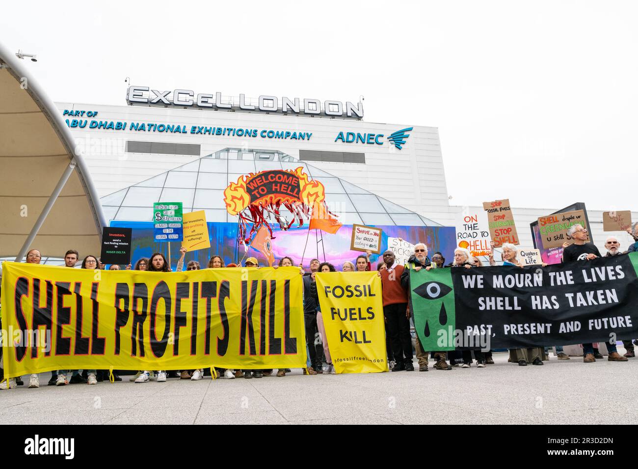 London, UK. 23 May 2023. Climate campaigners from Fossil Free London ...