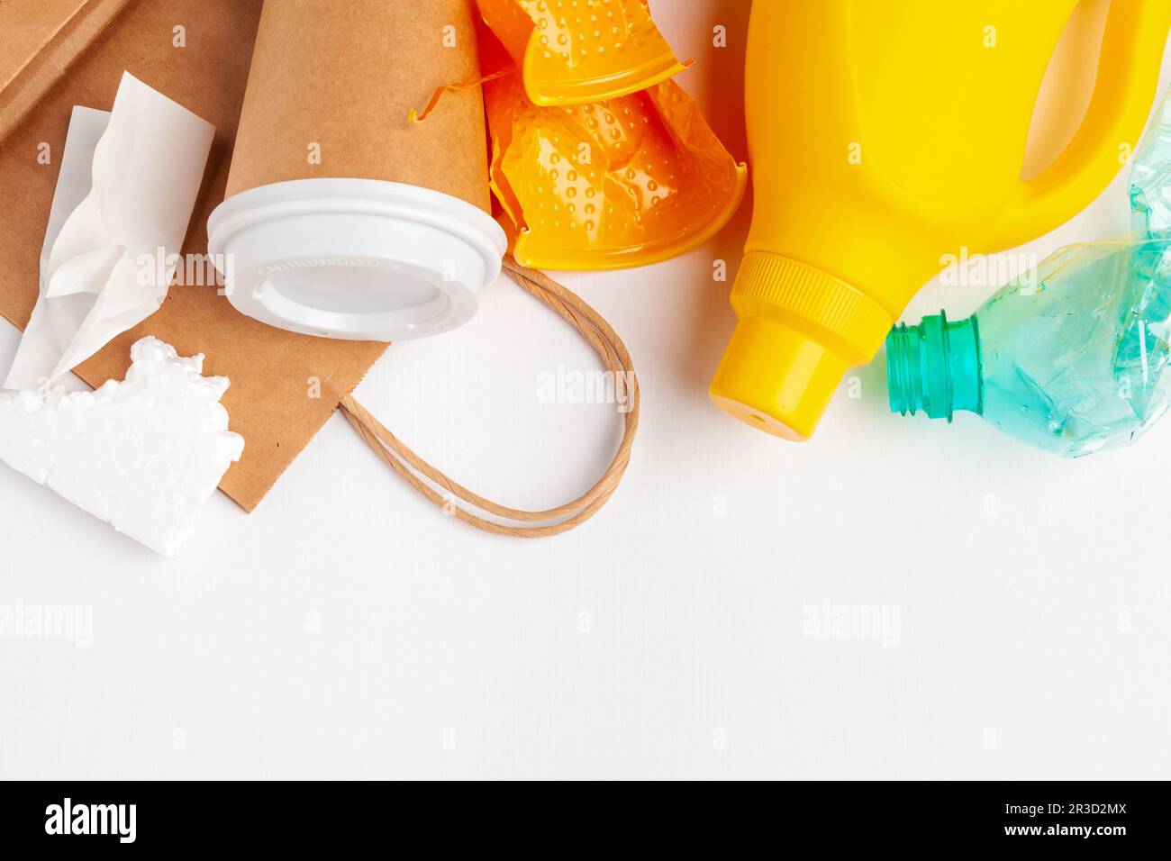 Top view of Different garbage materials with recycling Stock Photo - Alamy