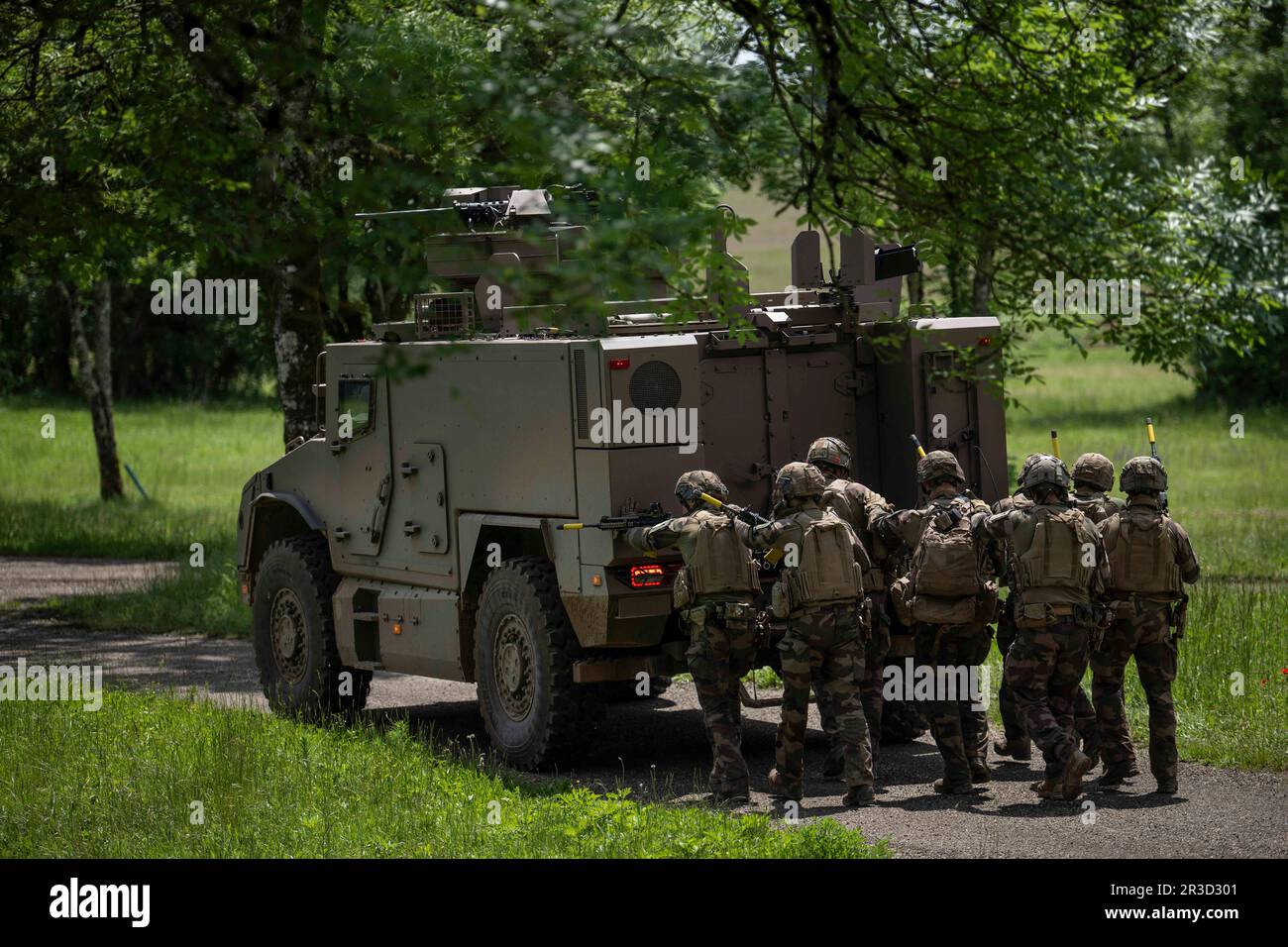 Caylus, France. 23rd May, 2023. Presentation of French VBMR-L "Serval" (Vehicule Blinde ...