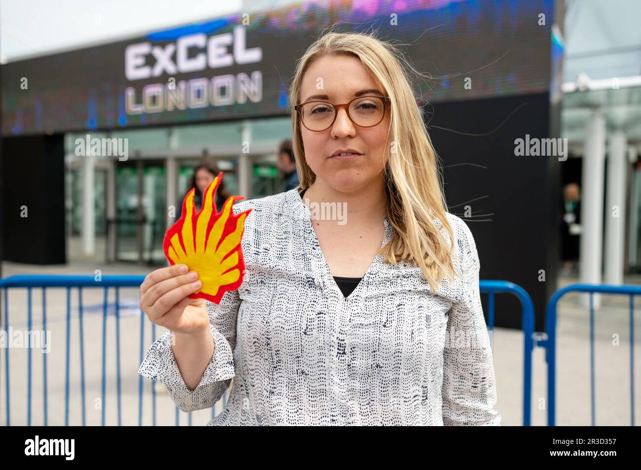 London, UK. 23 May 2023. Climate campaigners from Fossil Free London ...