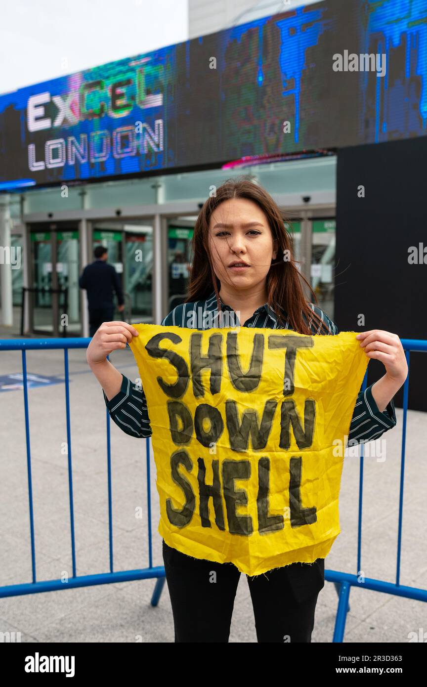 London, UK. 23 May 2023. Climate campaigners from Fossil Free London ...