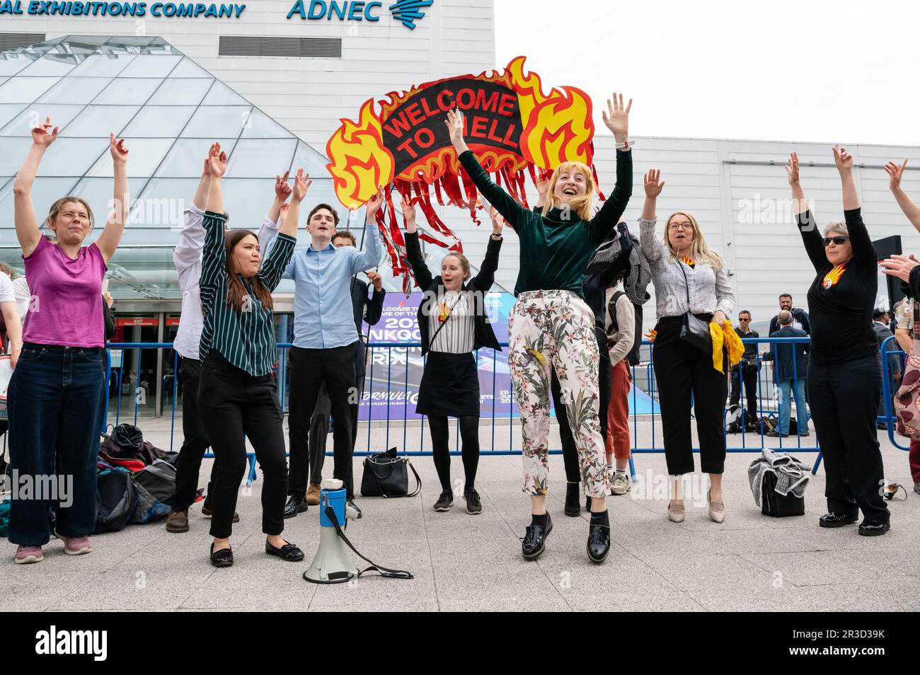 London, UK. 23 May 2023. Climate campaigners from Fossil Free London ...