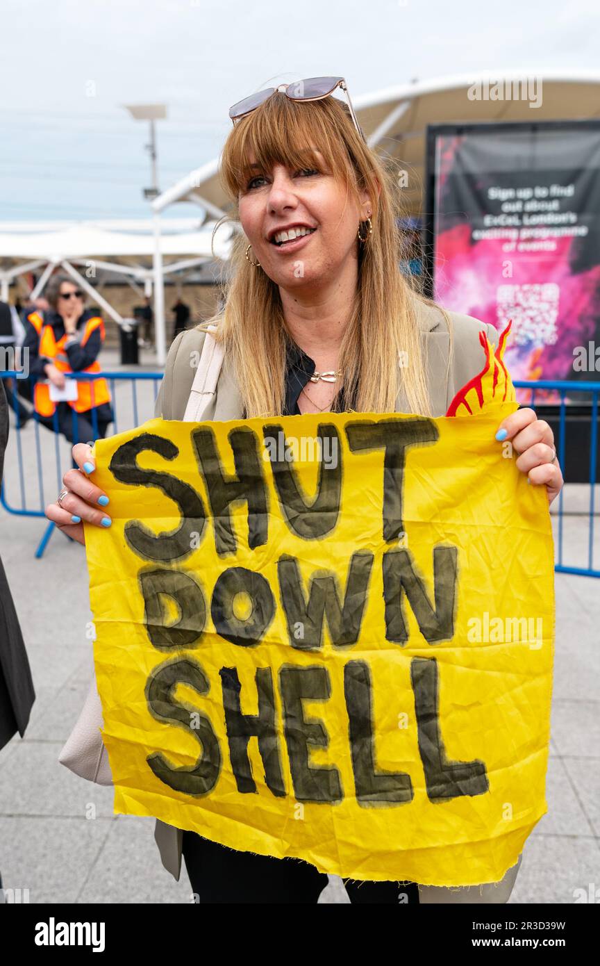 London, UK. 23 May 2023. Climate campaigners from Fossil Free London ...