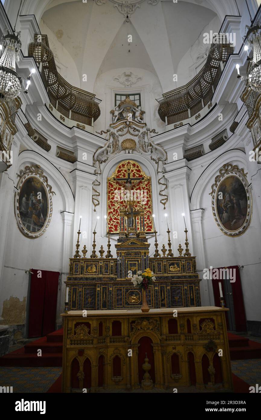 Scenic interior view of the Baroque style Santa Chiara a Roman Catholic ...