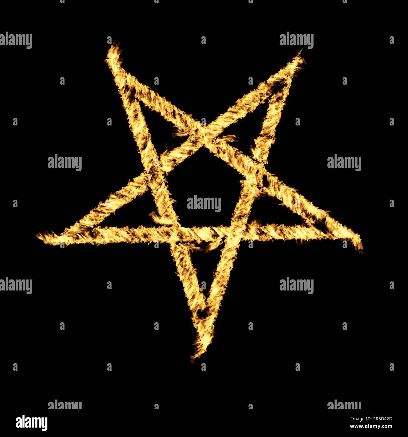 Burning Flames Effect on a Pentagram Symbol Stock Photo - Alamy
