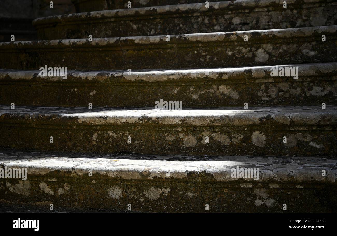 Antique stone steps in the medieval town of Enna in Sicily, Italy Stock ...