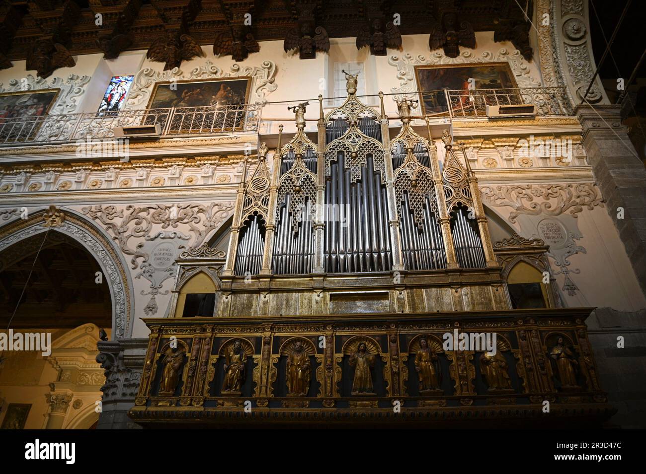 Scenic wooden structure and organ view of the Duomo of Enna a major ...
