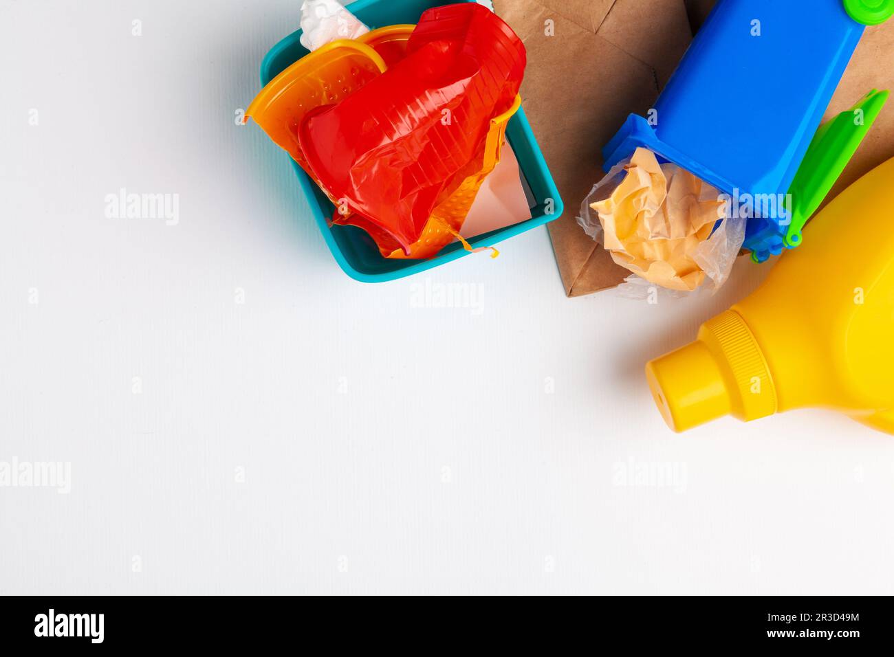 Top view of Different garbage materials with recycling Stock Photo - Alamy