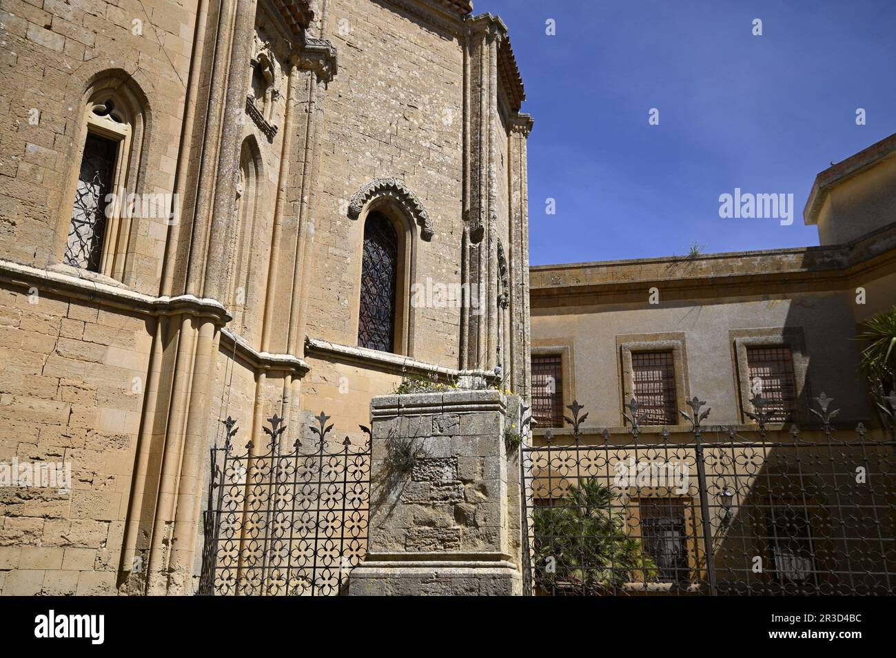 Landscape with scenic exterior view of the Baroque style Duomo of Enna ...