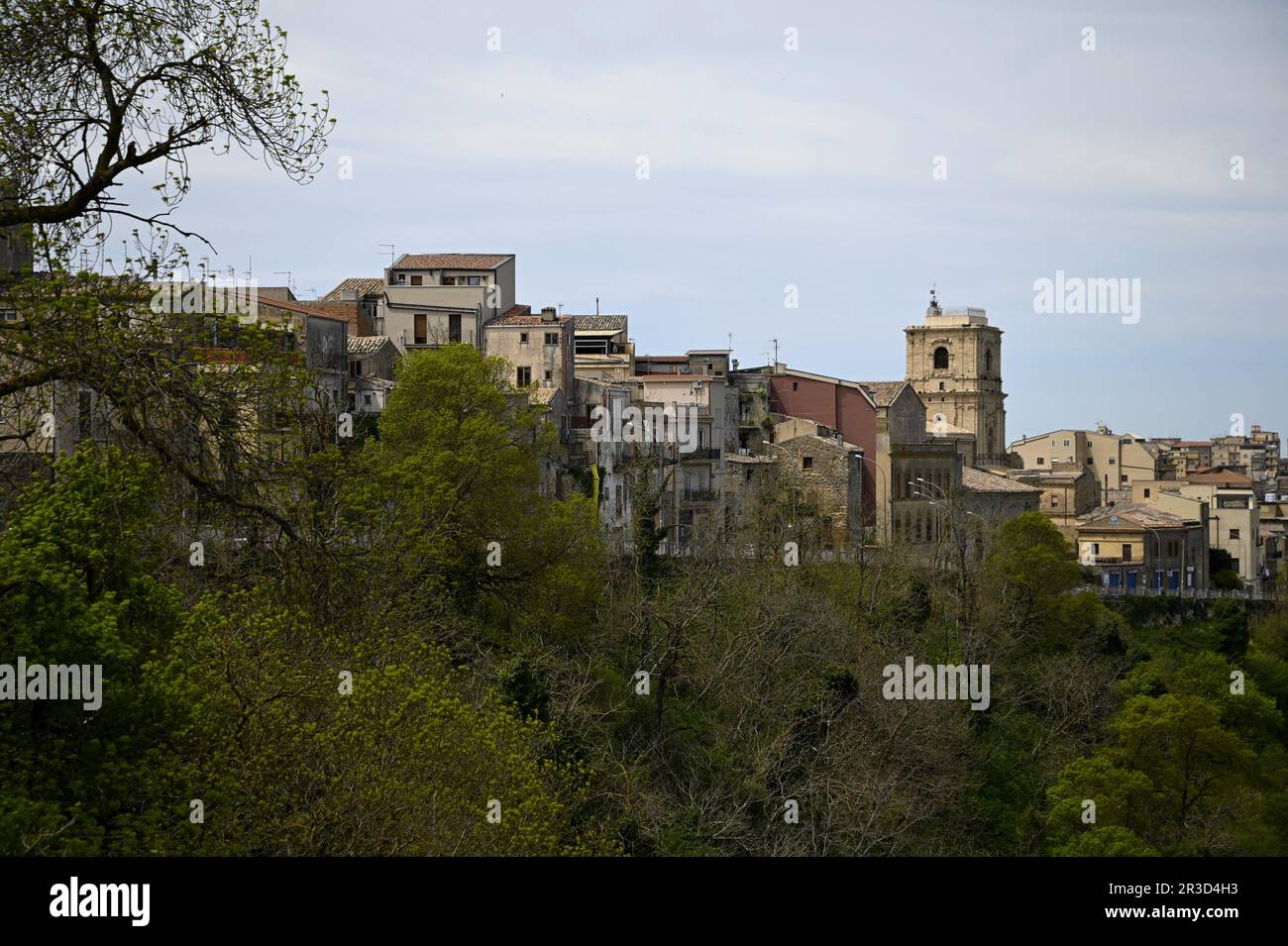 Landscape with panoramic view of Enna a medieval town known as ...