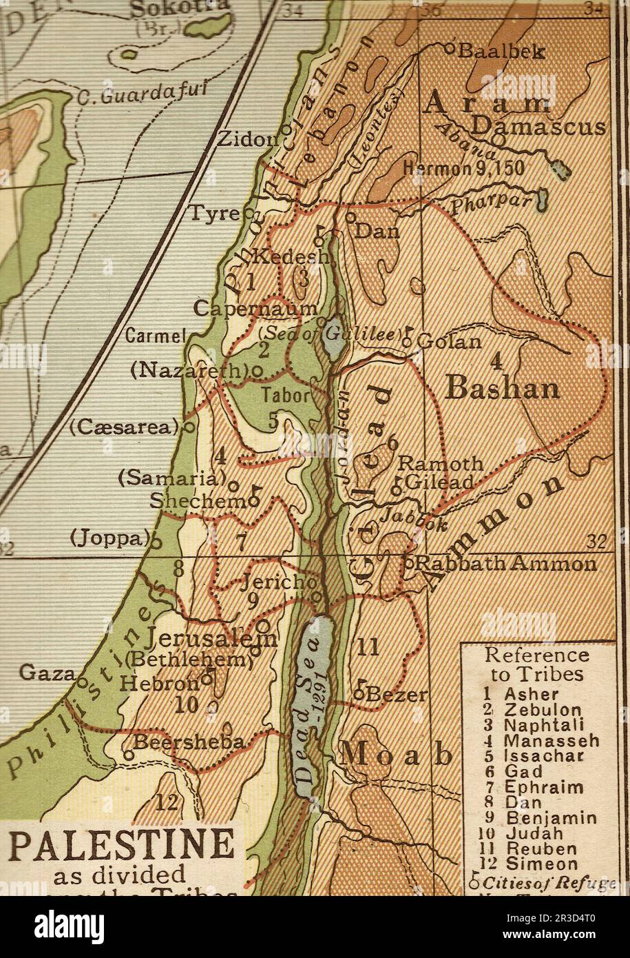 Vintage geographical map of Palestine in sepia Stock Photo - Alamy