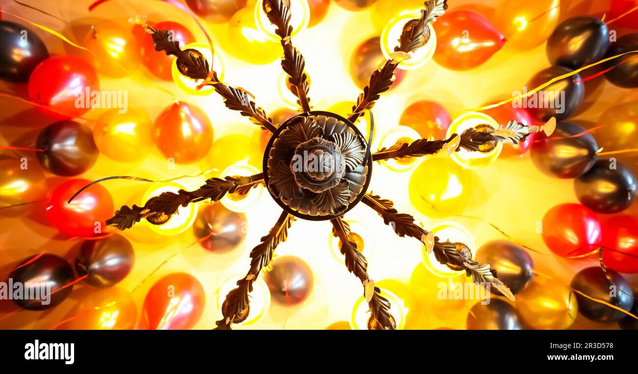 Party balloons on the ceiling pattern texture Stock Photo - Alamy