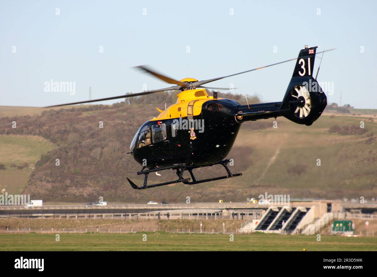 An HT Mk.1 of Defence Helicopter Flying School departs Brighton City ...