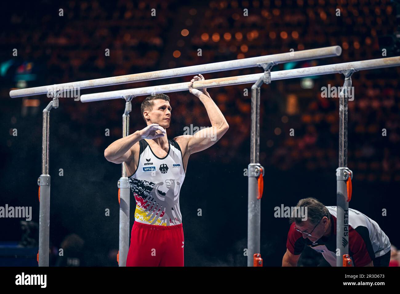 Lukas Dauser participating in the 2022 Munich European Gymnastics ...