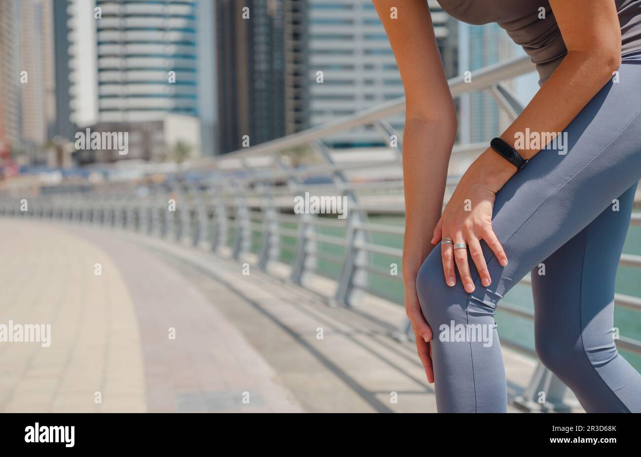 City Running - asian woman runner , Dubai marina urban scene in ...