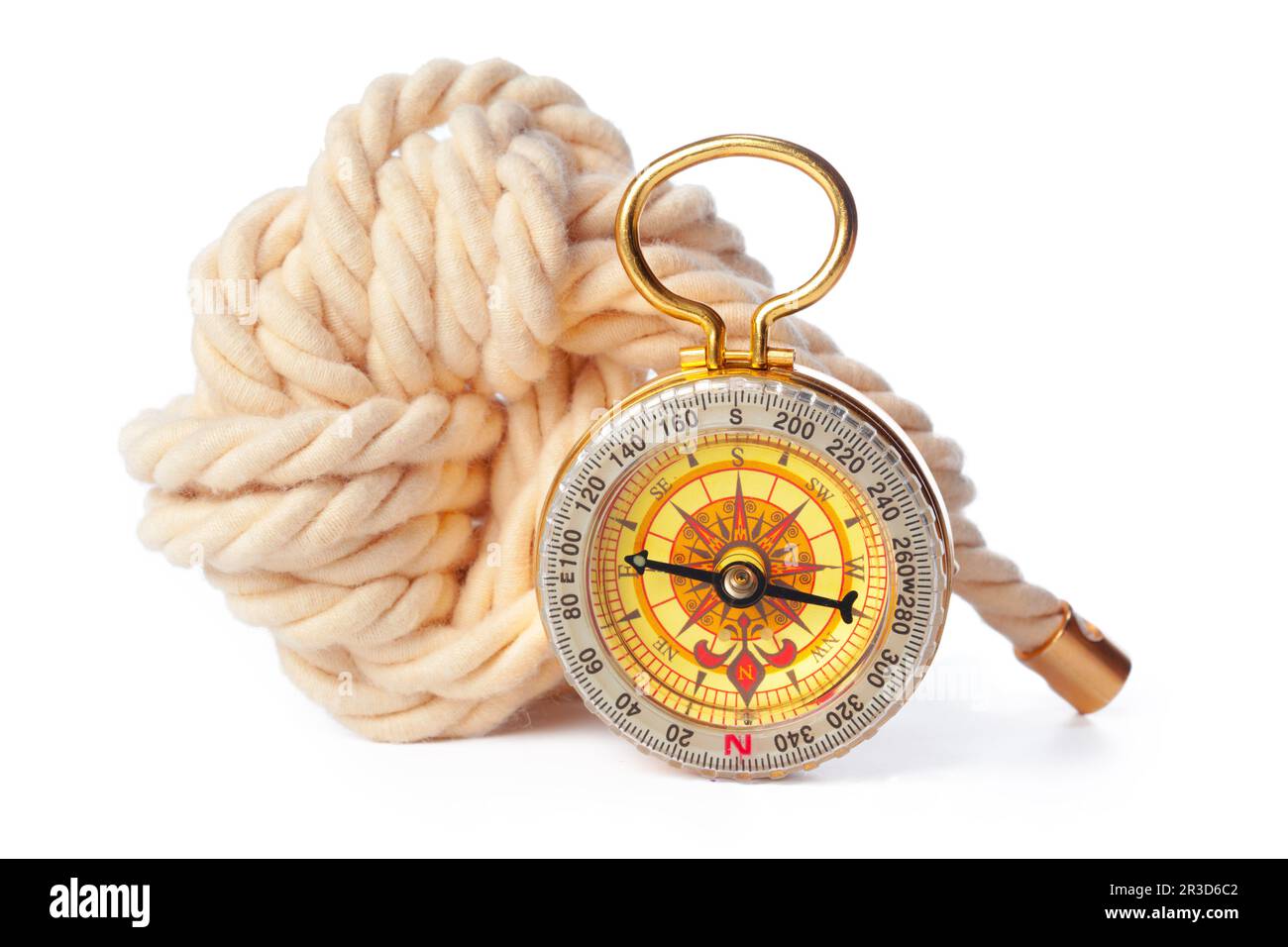 Nautical rope with compass for navigation. Yachting background Stock ...