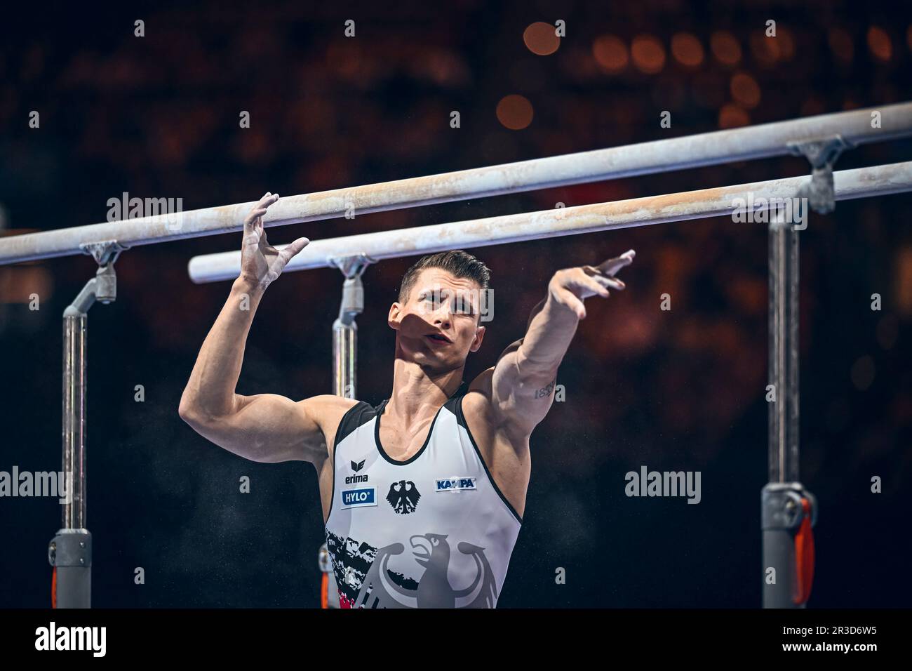 Lukas Dauser participating in the 2022 Munich European Gymnastics ...