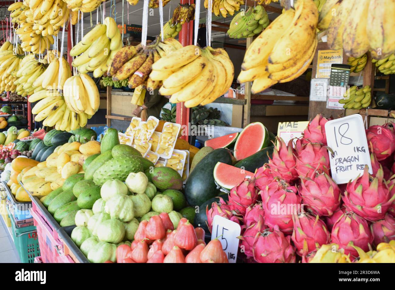 Bright fruit selection on local market in Kota Kinabalu, Malaysia Stock ...