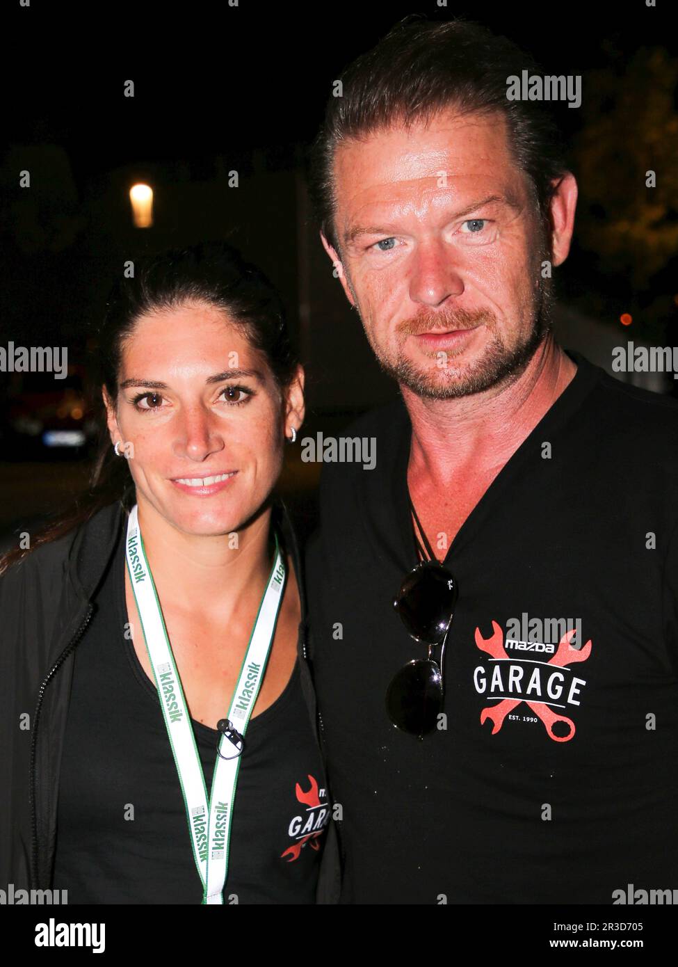 Swiss racing driver Cyndie Allemann and TV presenter Det MÃ¼ller at the ...