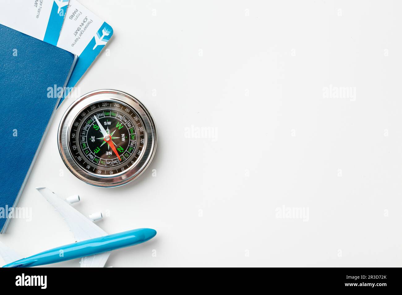 Time to Travel. Idea for tourism with flight tickets and compass on ...