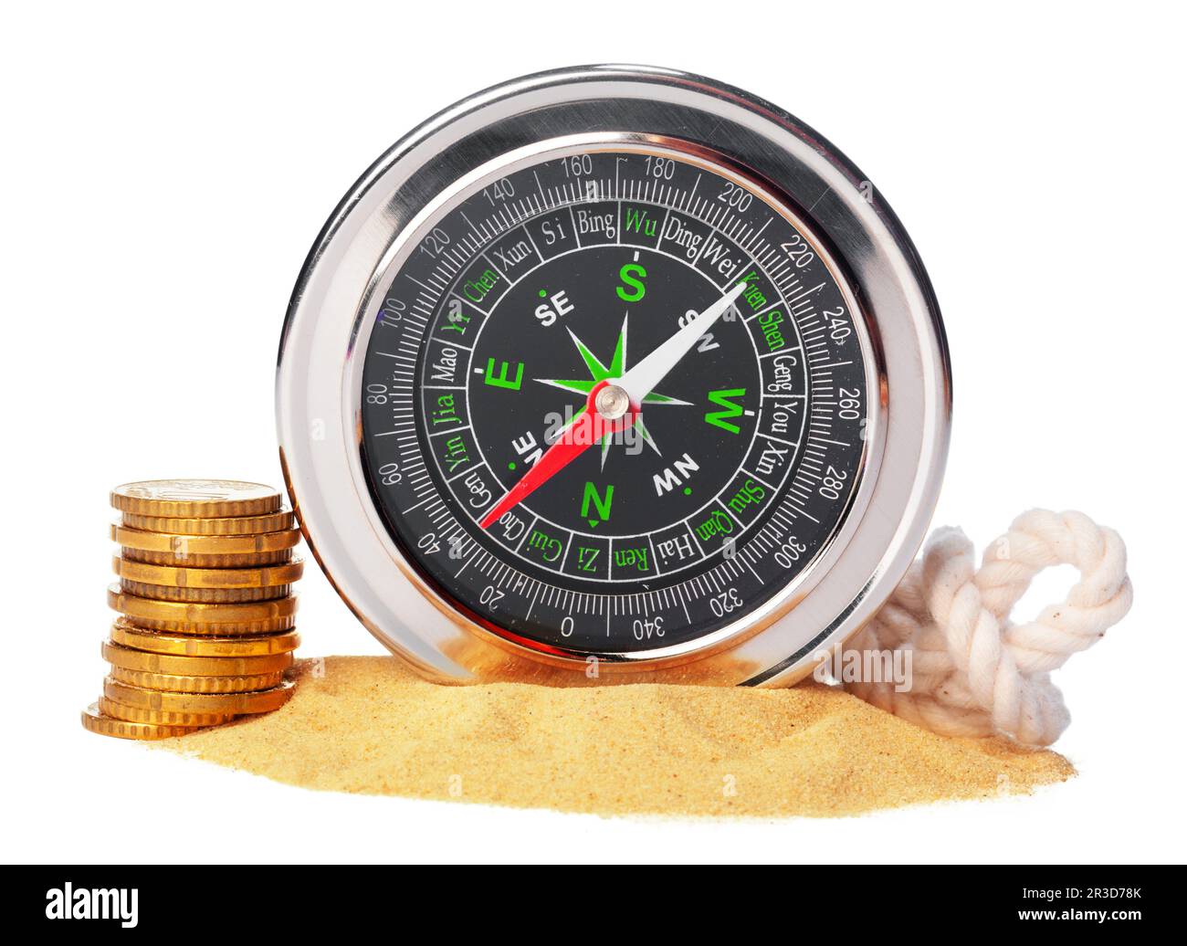 Nautical rope with compass for navigation. Yachting background Stock ...