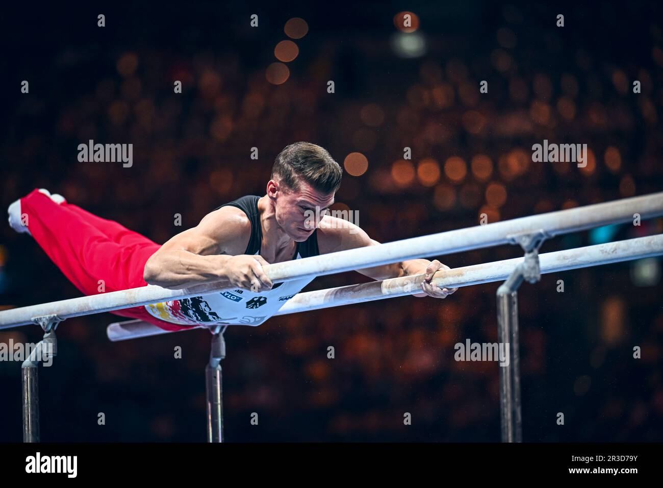 Lukas Dauser participating in the 2022 Munich European Gymnastics ...