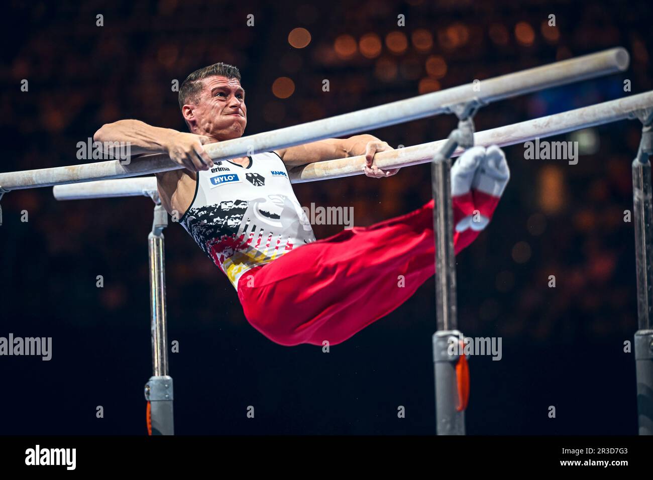 Lukas Dauser participating in the 2022 Munich European Gymnastics ...