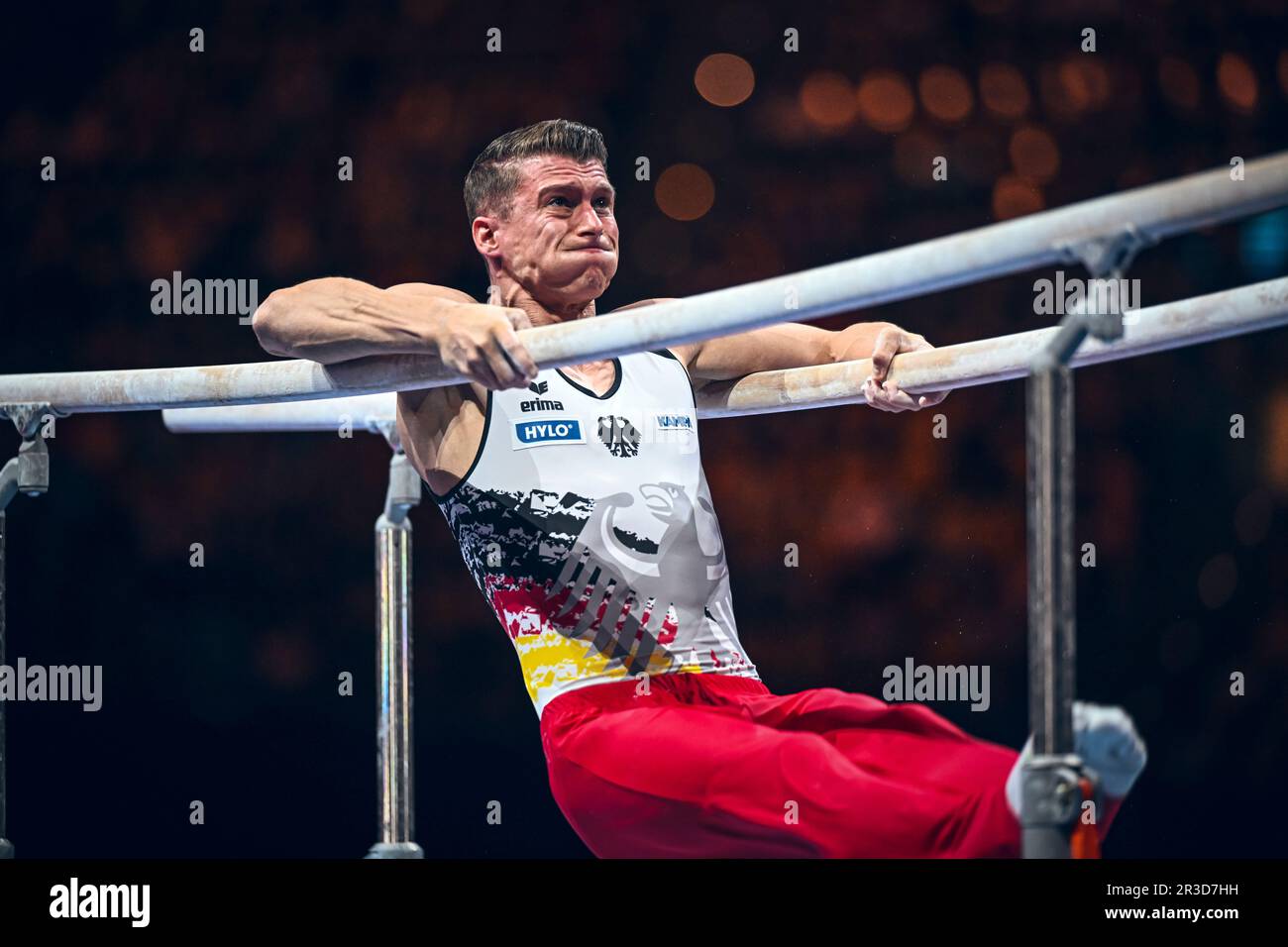 Lukas Dauser participating in the 2022 Munich European Gymnastics ...