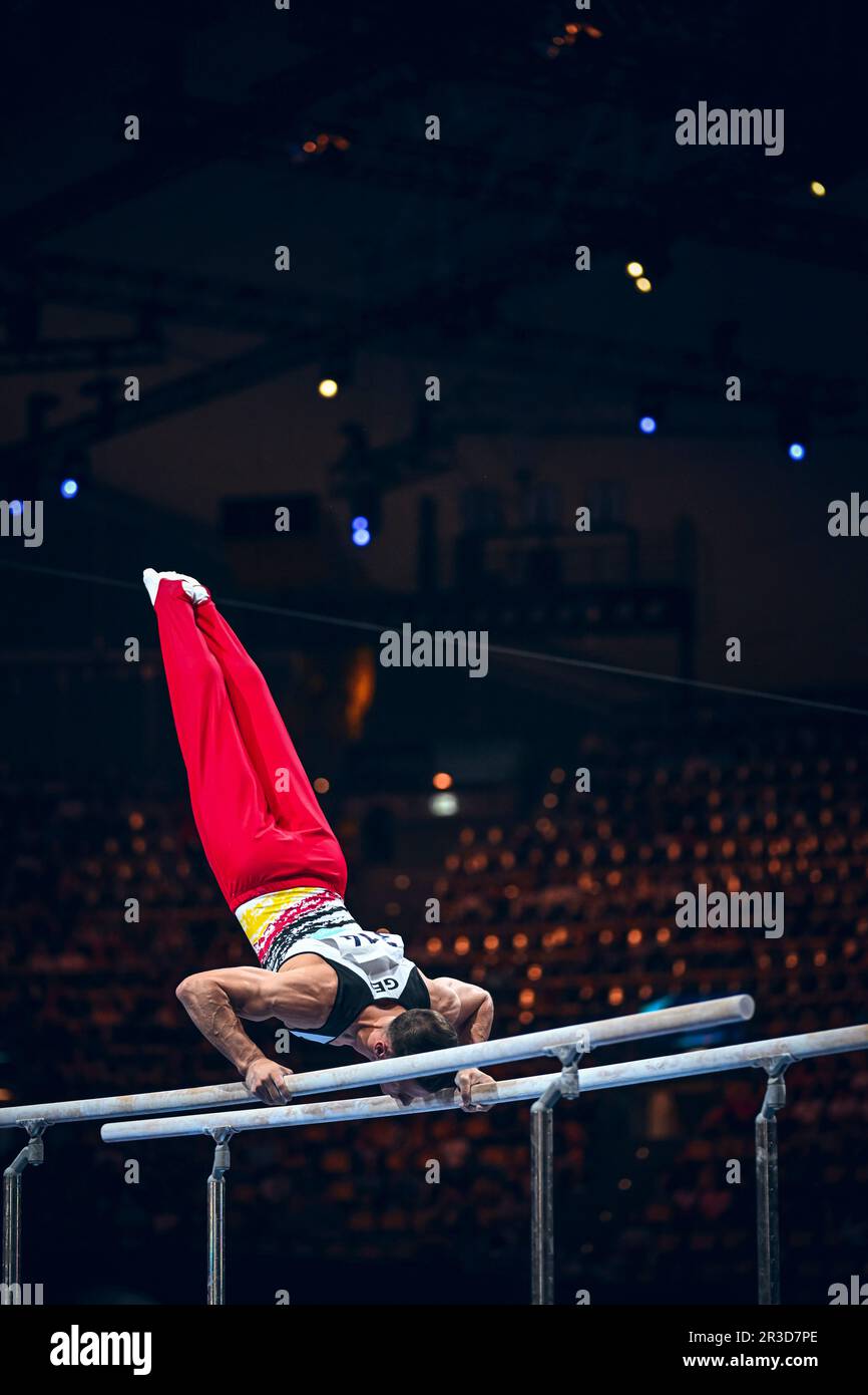 Lukas Dauser participating in the 2022 Munich European Gymnastics ...