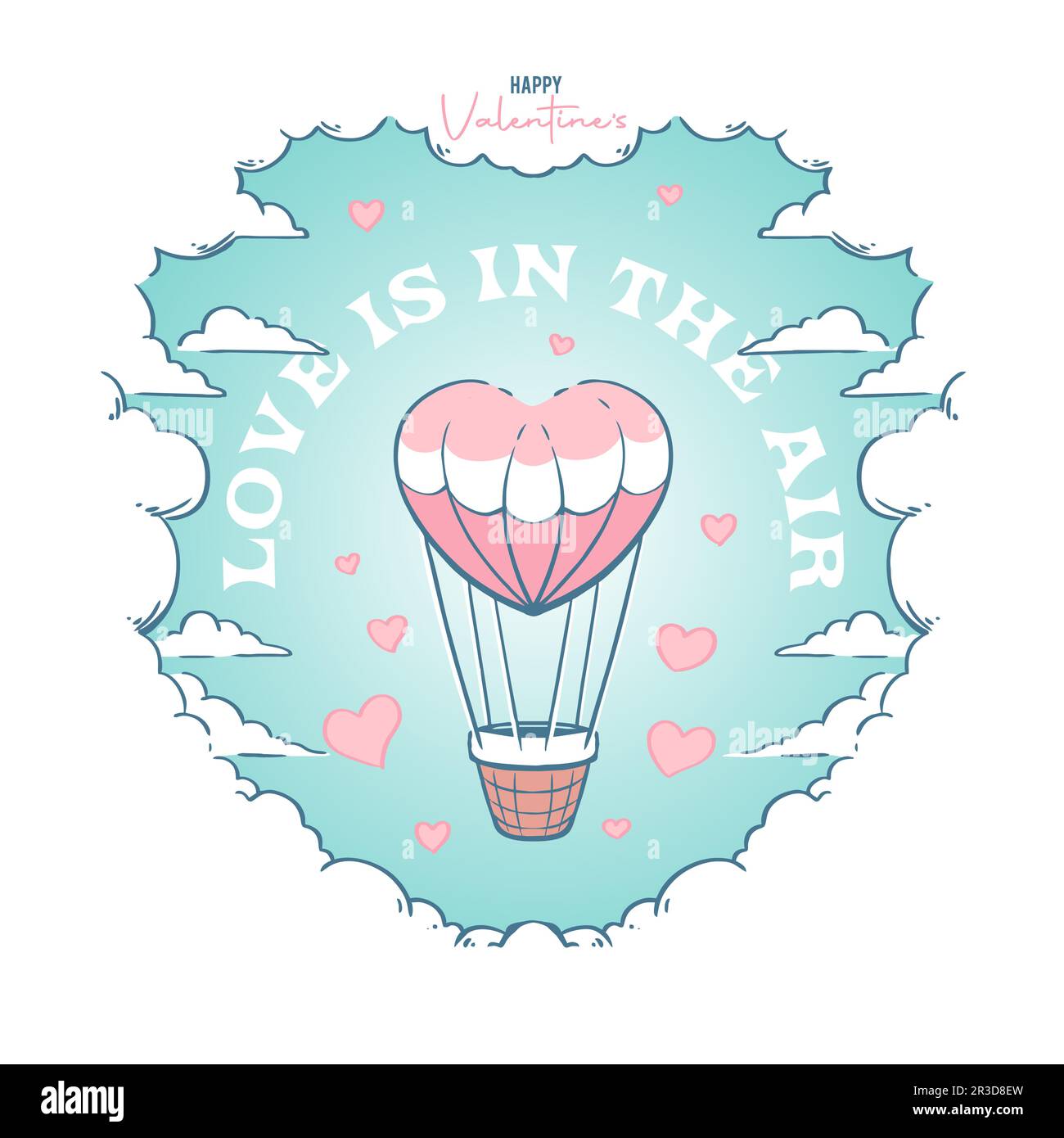 handdrawn illustration of a heart-shaped hot air balloon Stock Vector ...