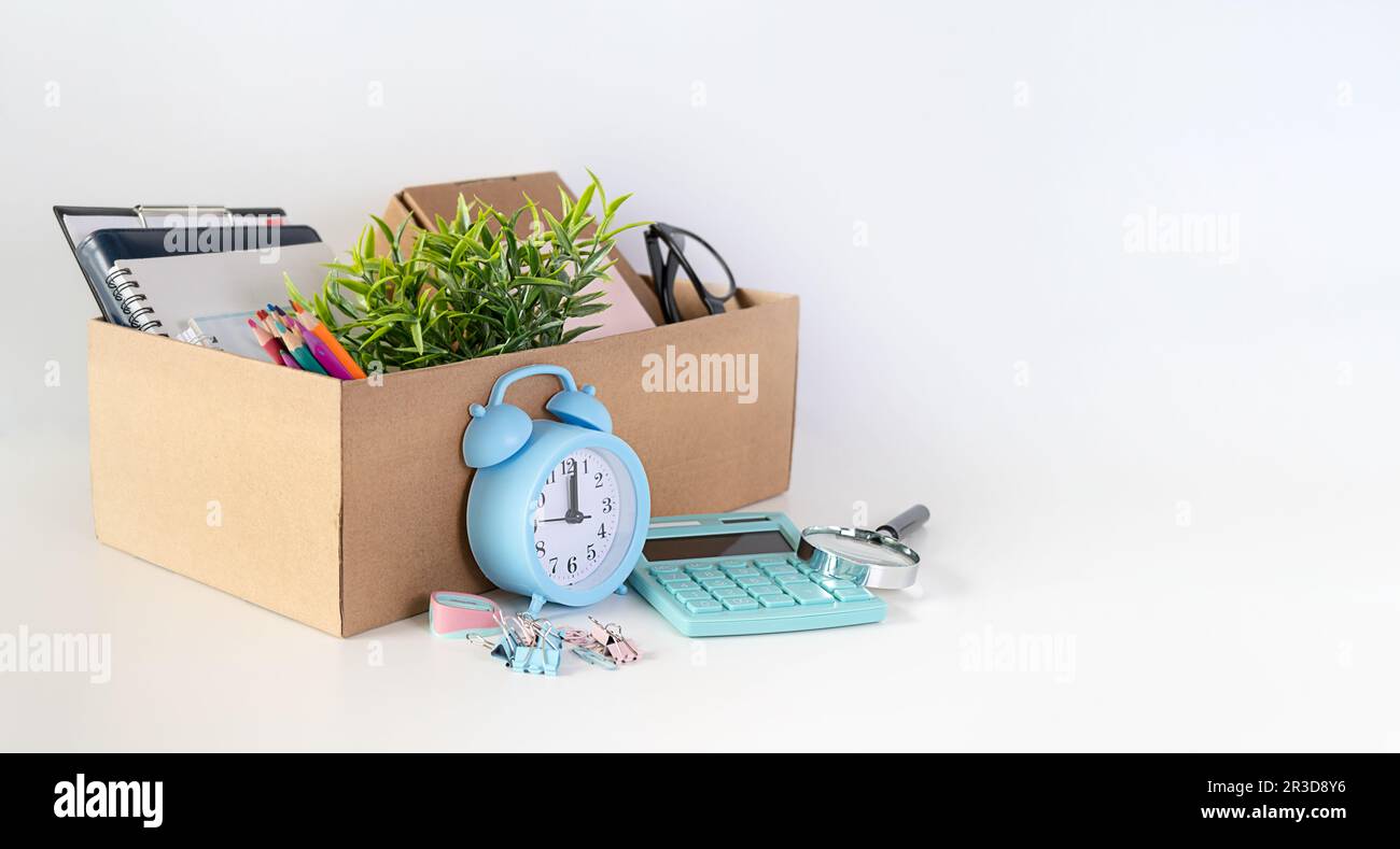 cardboard box with things to move on a white isolated background Stock ...