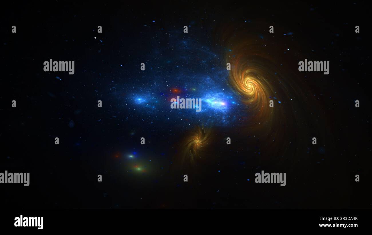 Universe Space scene with planets, stars and galaxies, nebula. Panorama ...