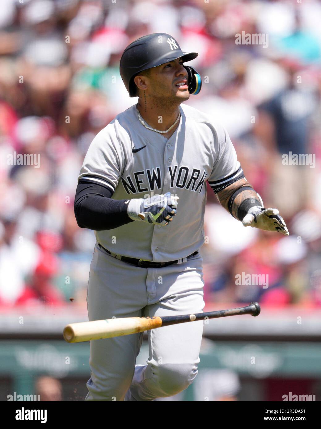 New York Yankees' Gleyber Torres reacts as he rounds the bases after ...