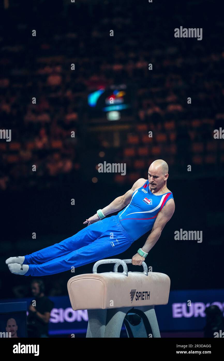 Filip Ude participating in the 2022 Munich European Gymnastics ...
