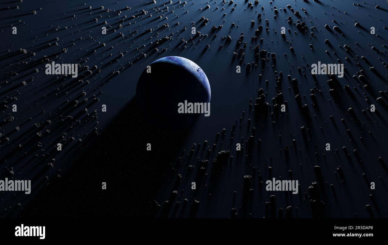 Planet Pandora surrounded asteroid belt, rings wreckage of destroyed ...