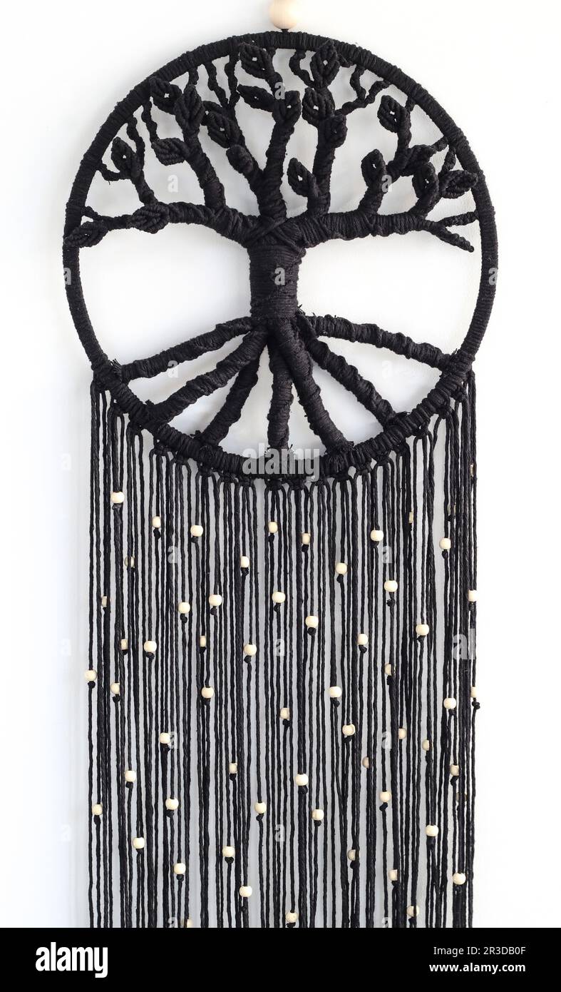 Black macrame tree of life Stock Photo - Alamy