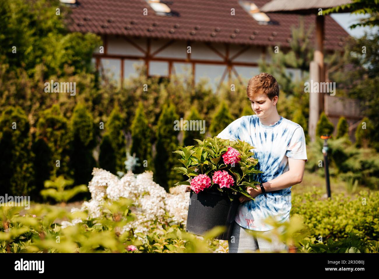 Summer part-time job for teenager during vacation Stock Photo - Alamy