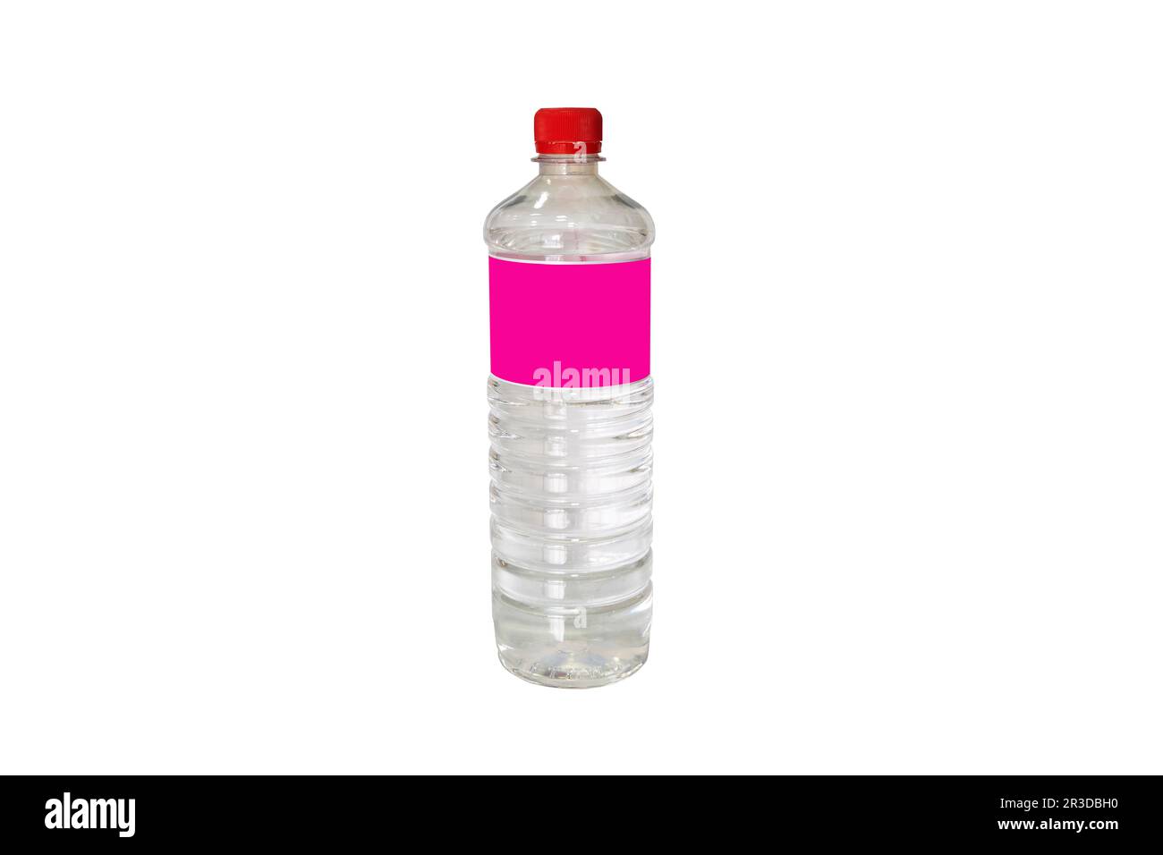 plastic bottles with pure spring water on isolated background.with red ...